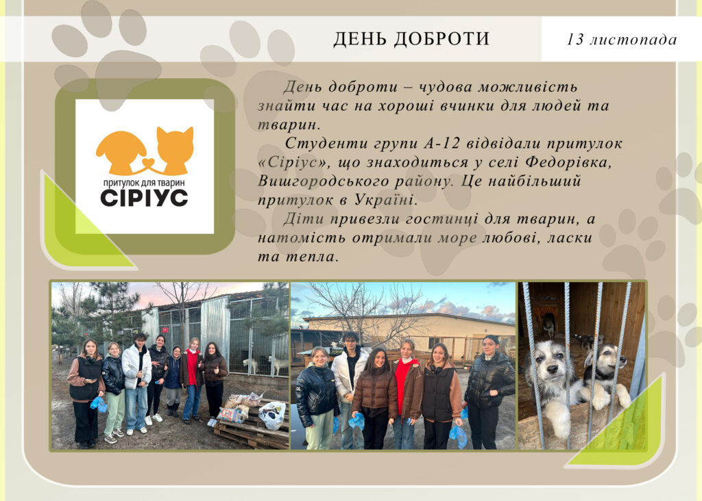День доброти - Київський фаховий коледж архітектури, будівництва та ...